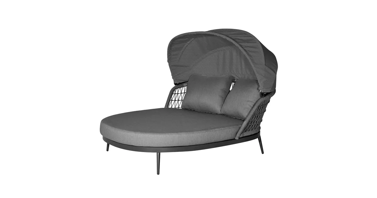 AKS Cremona Daybed 185x160x76 cm Rope charcoal Kissen grau, Daybed