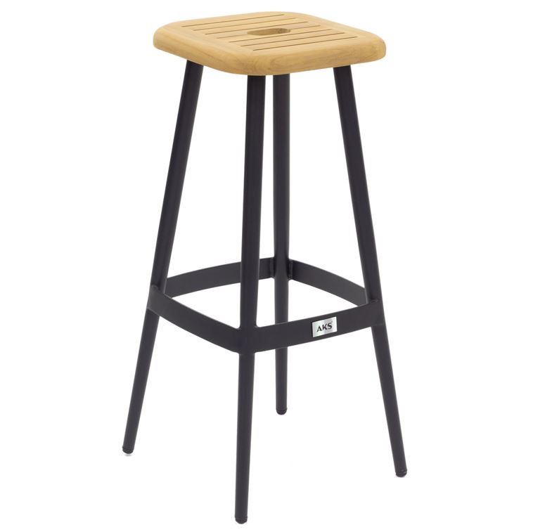 AKS Frisco Barhocker Teakholz Aluminium schwarz 36x36x76 cm, Barhocker ...